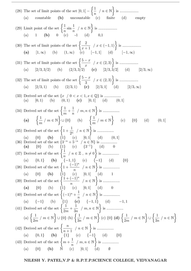 Real Analysis Mcqs For Masters Entrance In Mathematicspdf