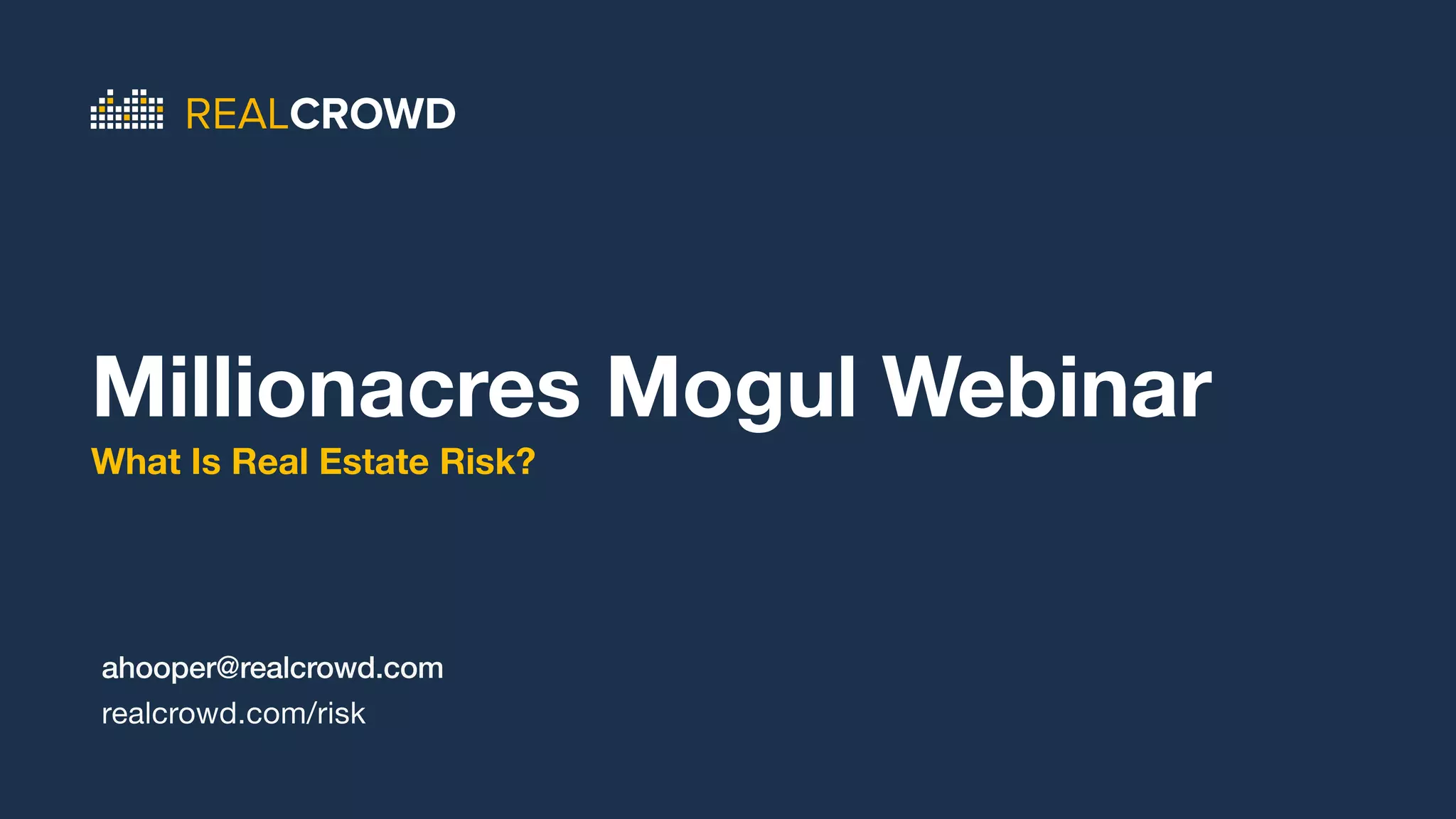 RealCrowd Millionacres Webinar | PPT