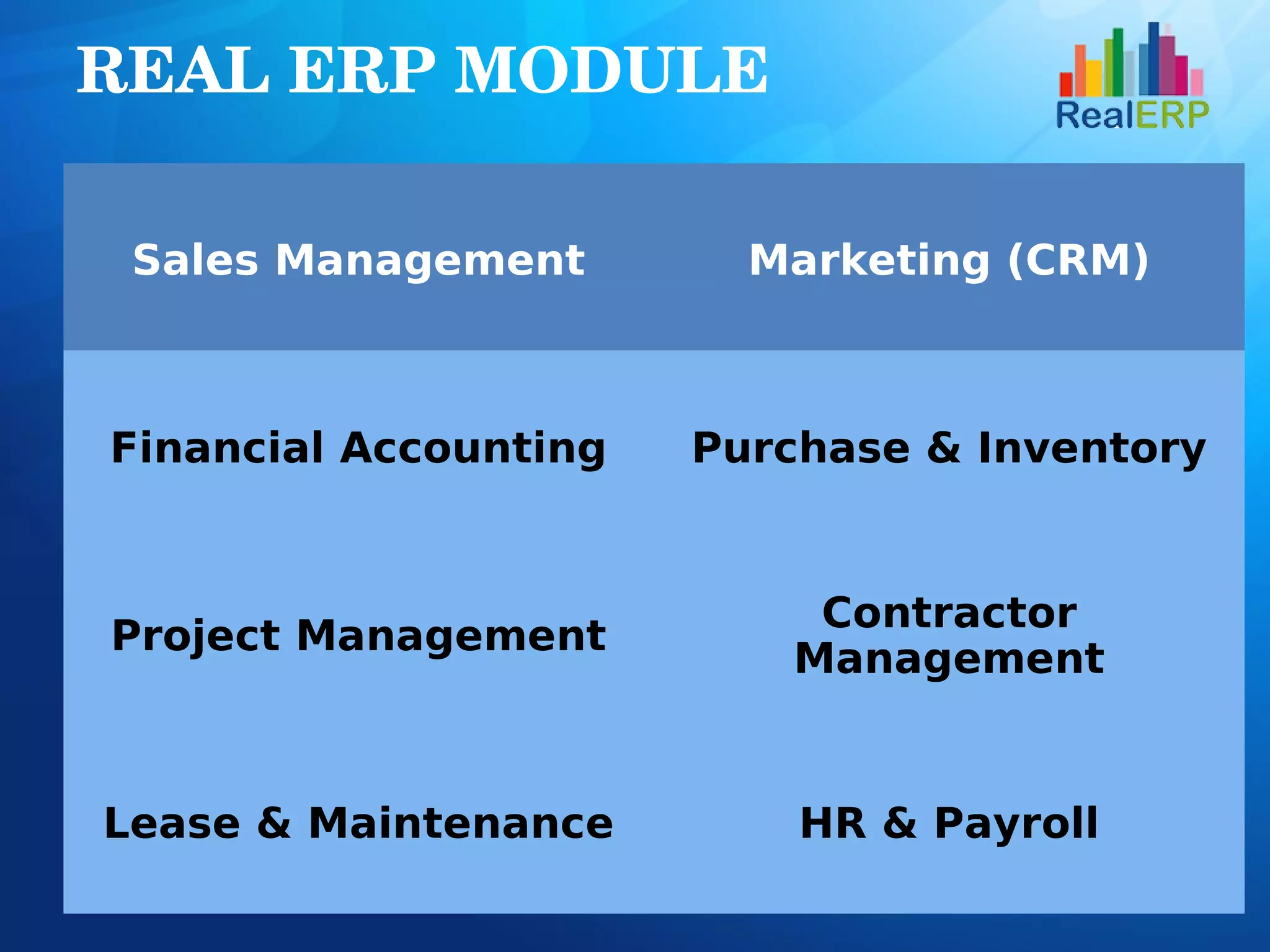 Real erp software modules | PPT