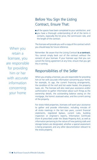 Real estate council of bc guide to selling | PDF