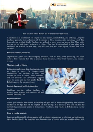 Real estate database Dubai | PDF