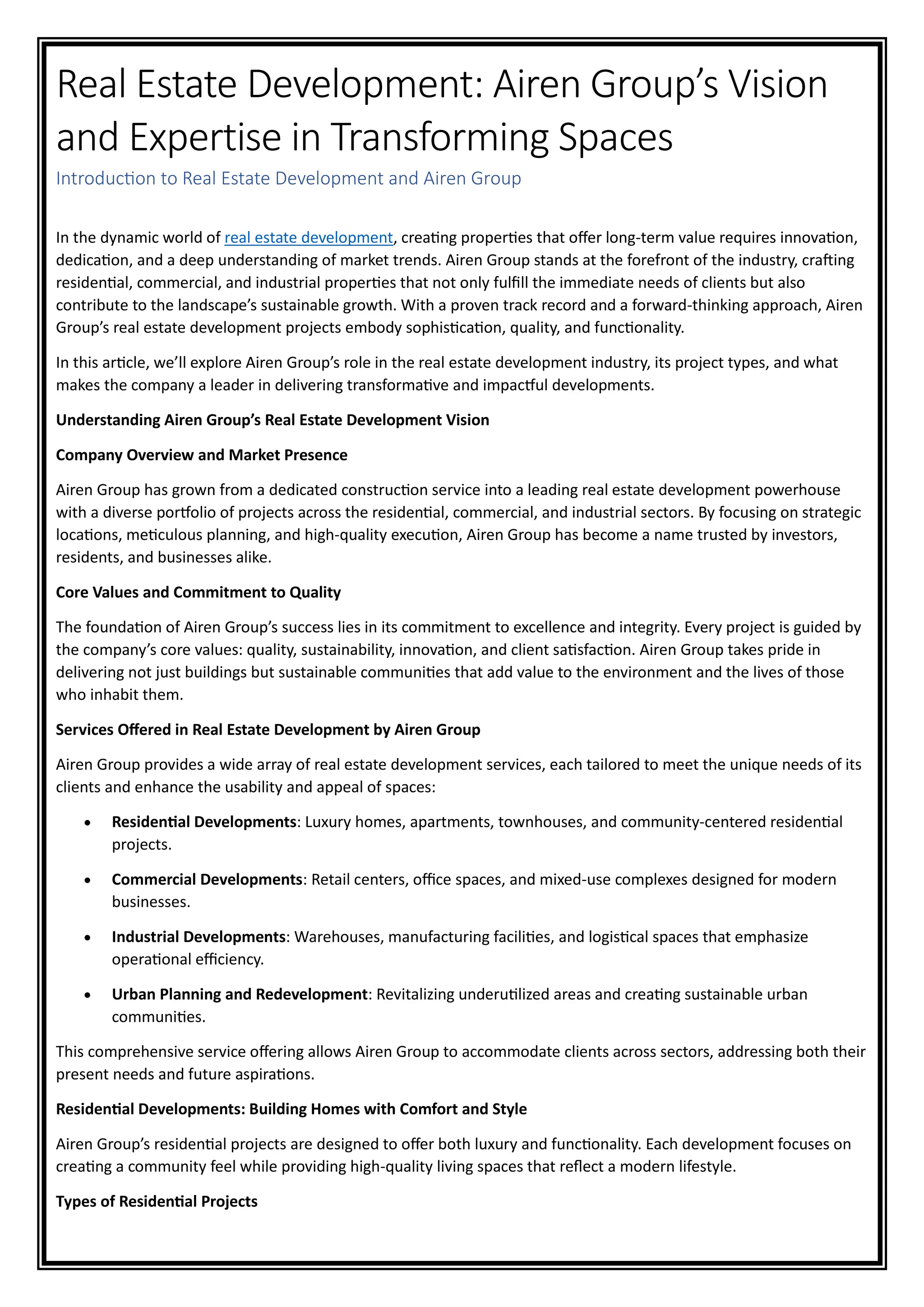 Real Estate Development: Airen Group’s Vision and Expertise in ...