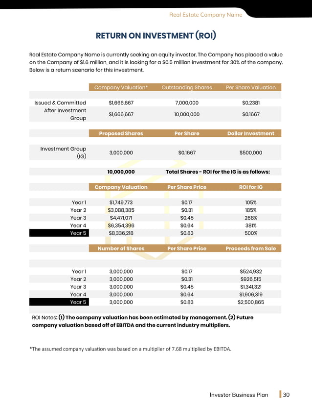 REAL ESTATE | Investor Business Plan (Sample)) | PDF
