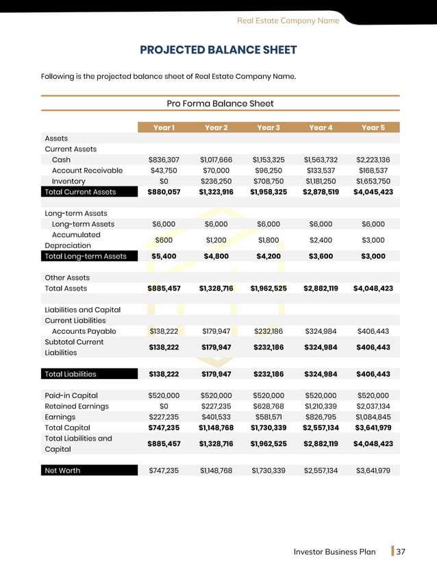 REAL ESTATE | Investor Business Plan (Sample)) | PDF