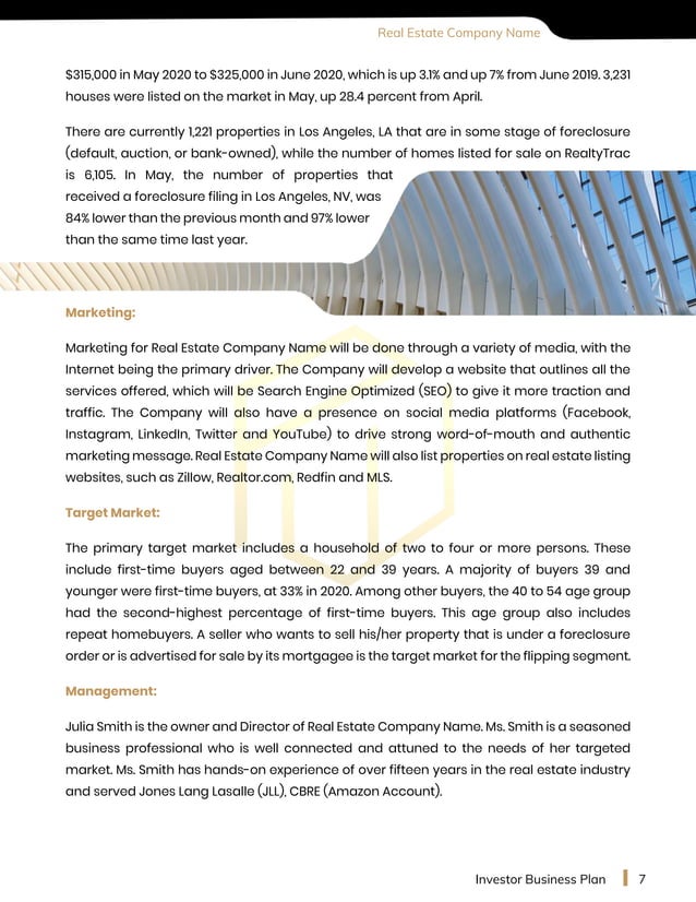 REAL ESTATE | Investor Business Plan (Sample)) | PDF