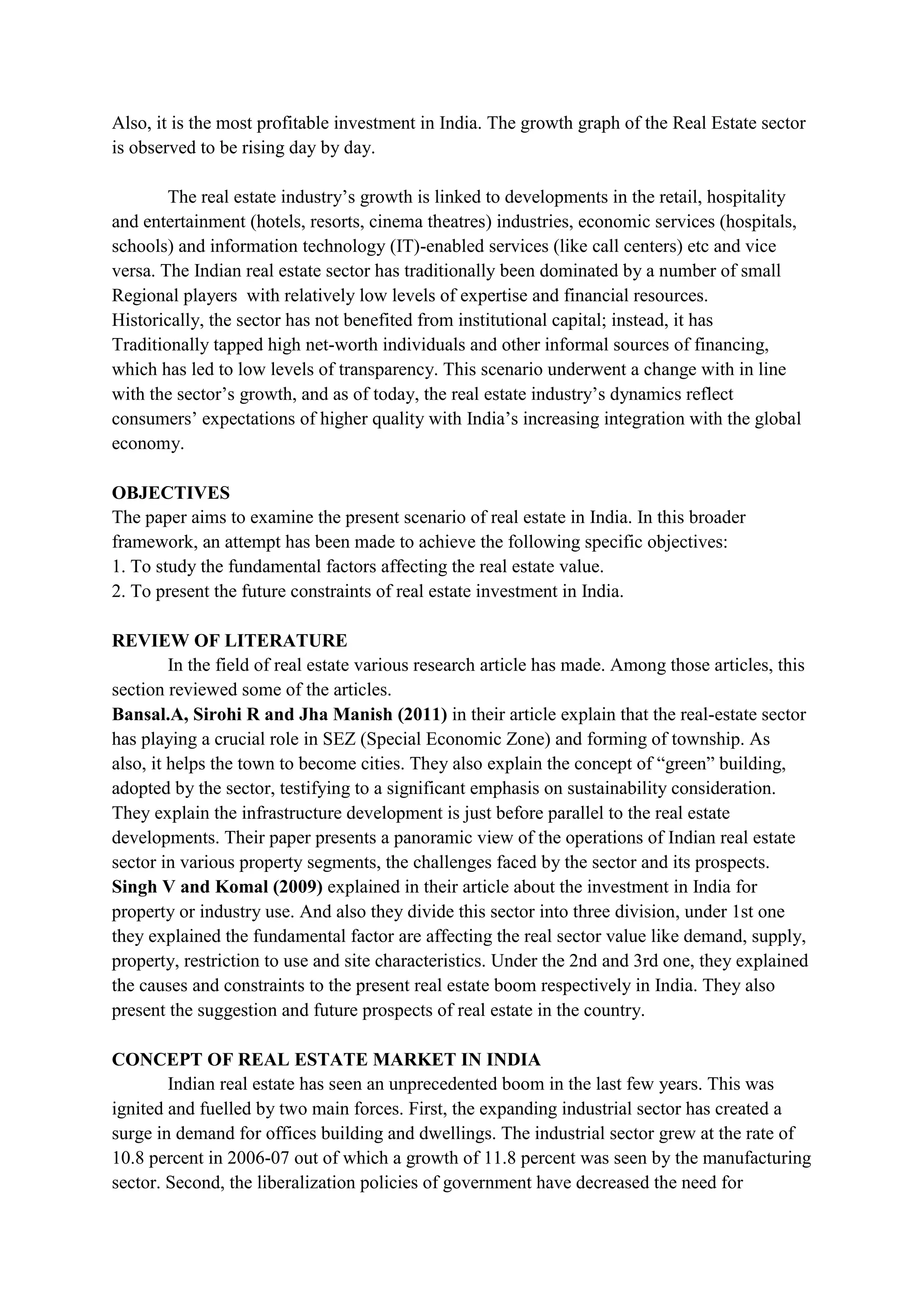 Real estate in indian context | DOCX