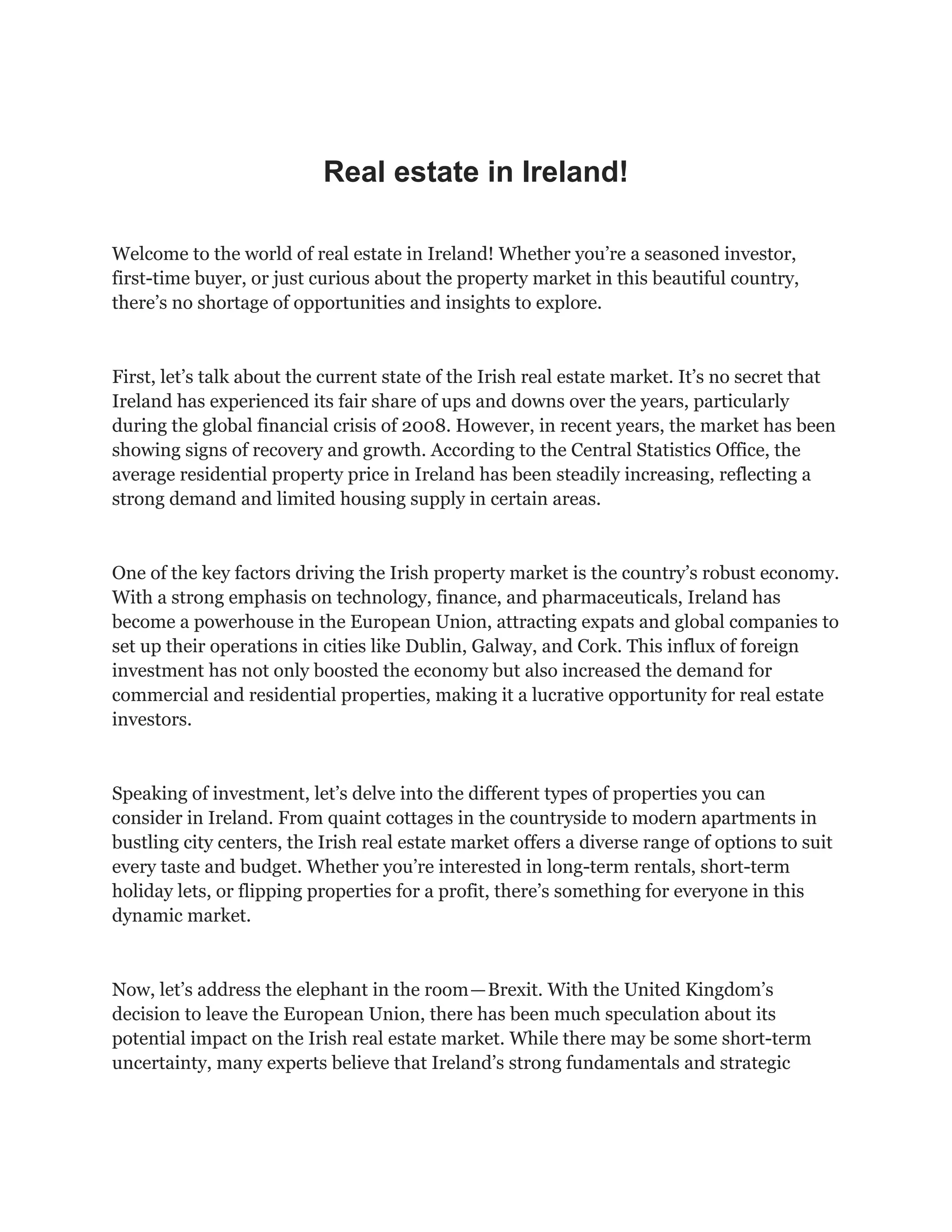Irish Real Estate: Opportunities and Insights | PDF