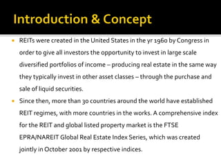 Real estate investment trusts (REITs) - Overview | PPTX
