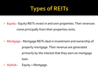 Real estate investment trusts (REITs) - Overview | PPTX