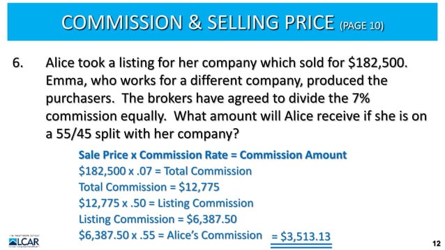 LCAR RE Practice - Real Estate Math Concepts | PPT