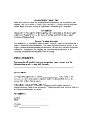 REAL ESTATE PURCHASE AND SALES AGREEMENT [Parachute] | PDF