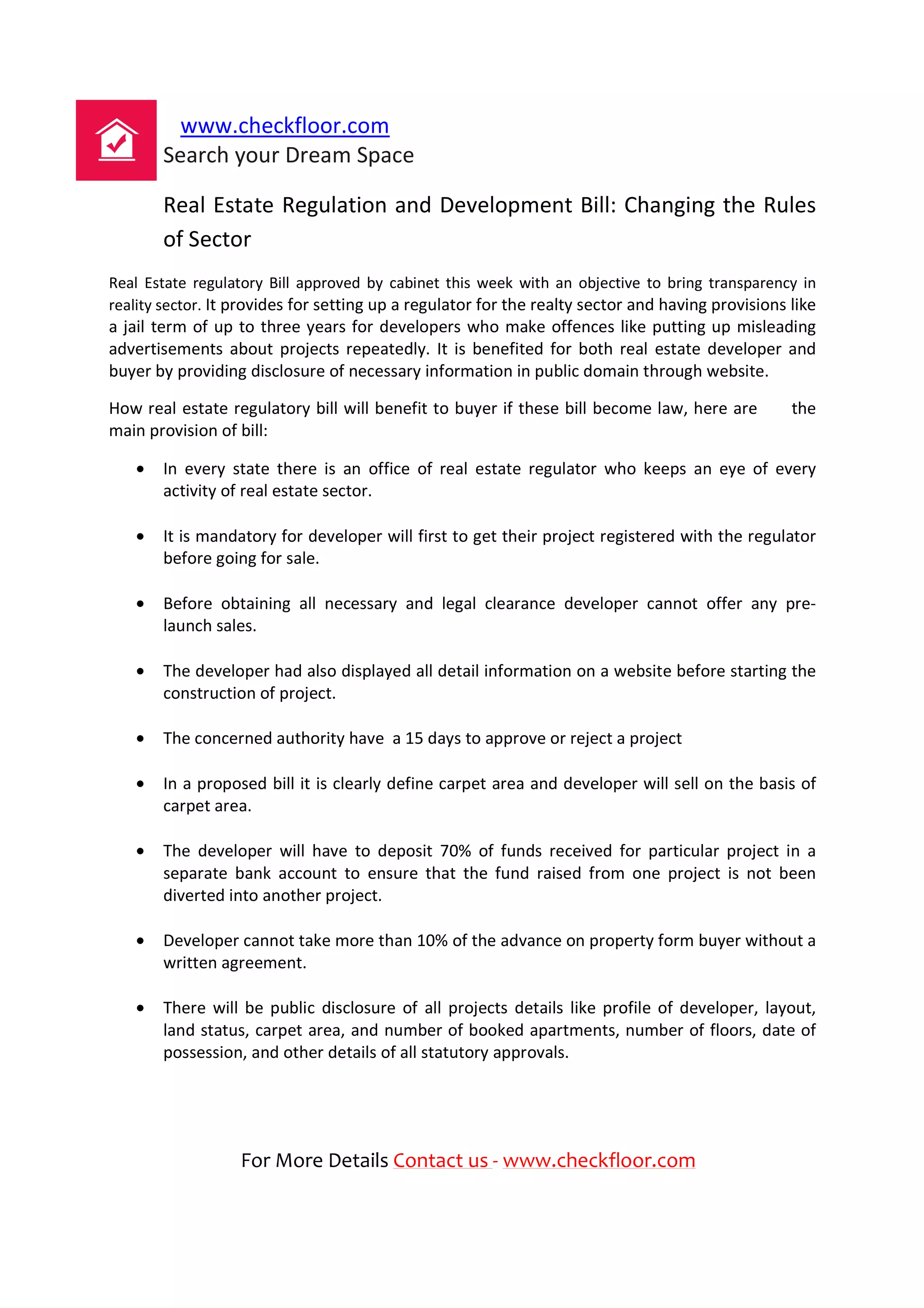 Real estate regulation and development bill | PDF | Developmental Sites ...