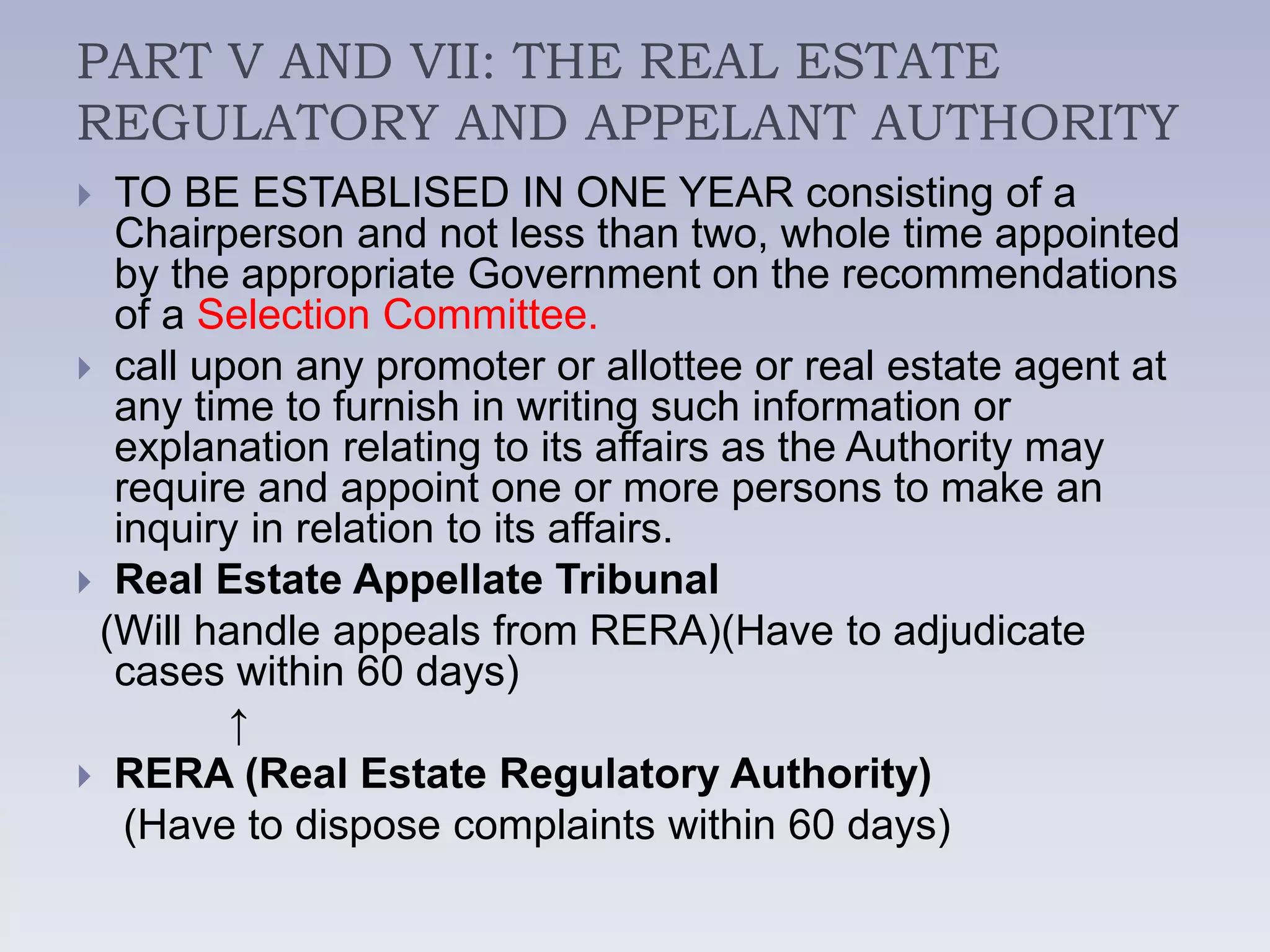 THE REAL ESTATE (REGULATION AND DEVELOPMENT) ACT, 2016 | PPTX
