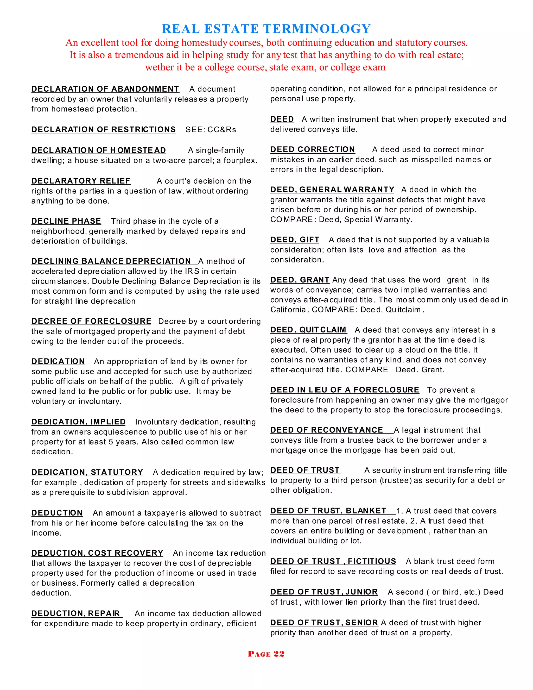 Real estate terms | PDF