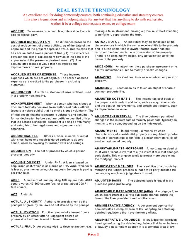 Real estate terms | PDF