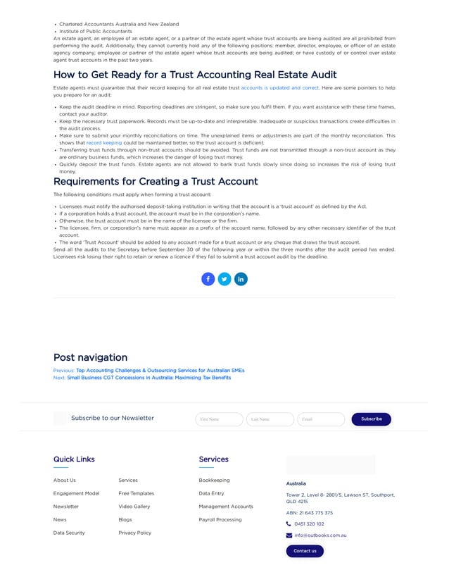 Real Estate Trust Account Audits Guide By Outbooks.pdf | Financial ...