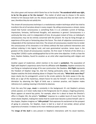 Aspect of Modernism in the novel "A portrait of the artist as a young ...