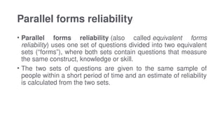 RESEARCH METHODOLOGY - TYPES OF RELIABILITY | PPTX