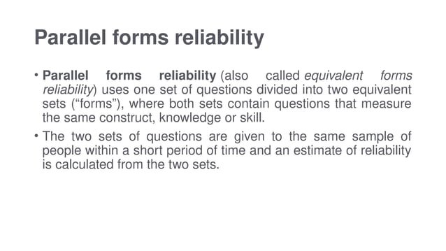 RESEARCH METHODOLOGY - TYPES OF RELIABILITY | PPTX