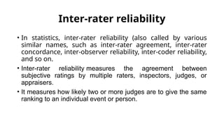 RESEARCH METHODOLOGY - TYPES OF RELIABILITY | PPTX