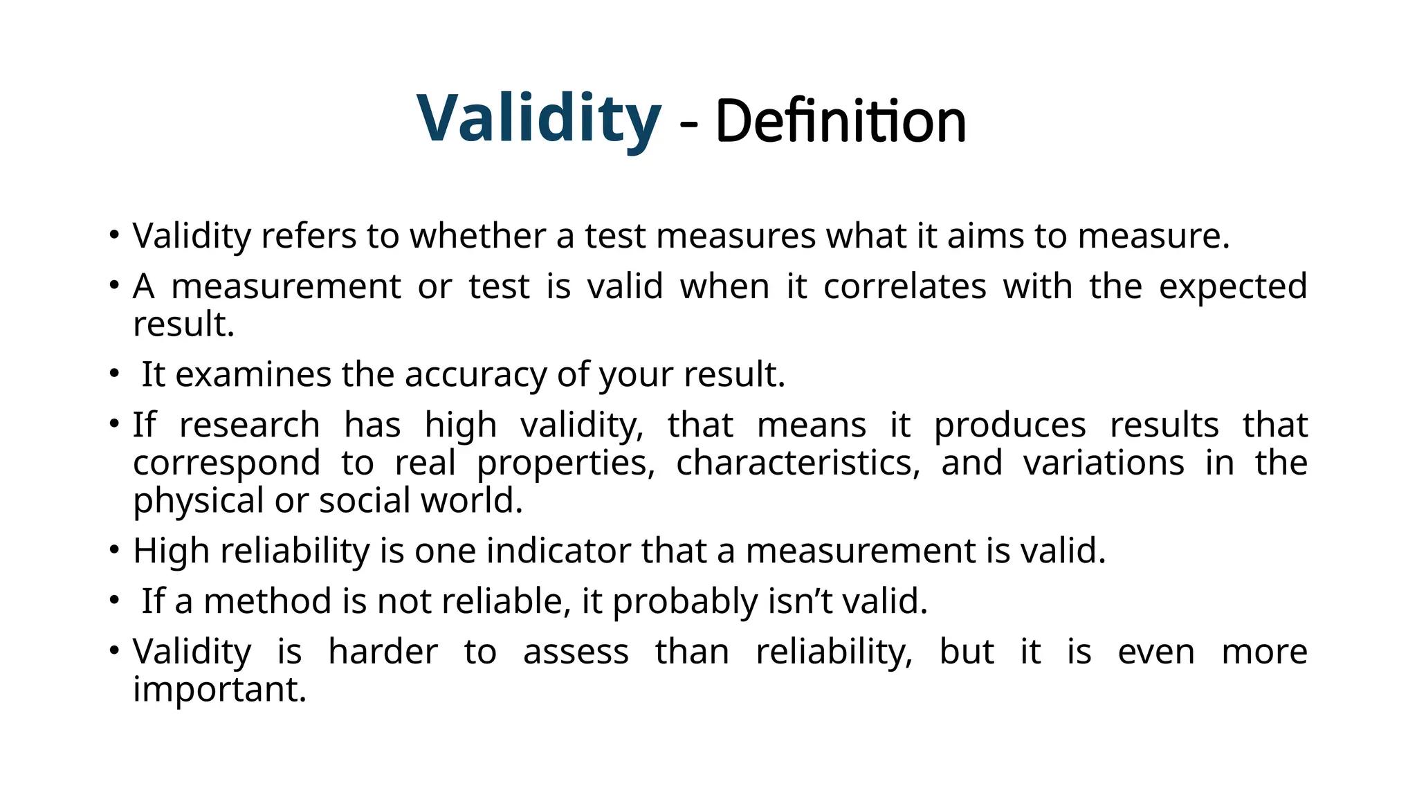 RESEARCH METHODOLOGY - REALIABILITY vs VALIDITY | PPT