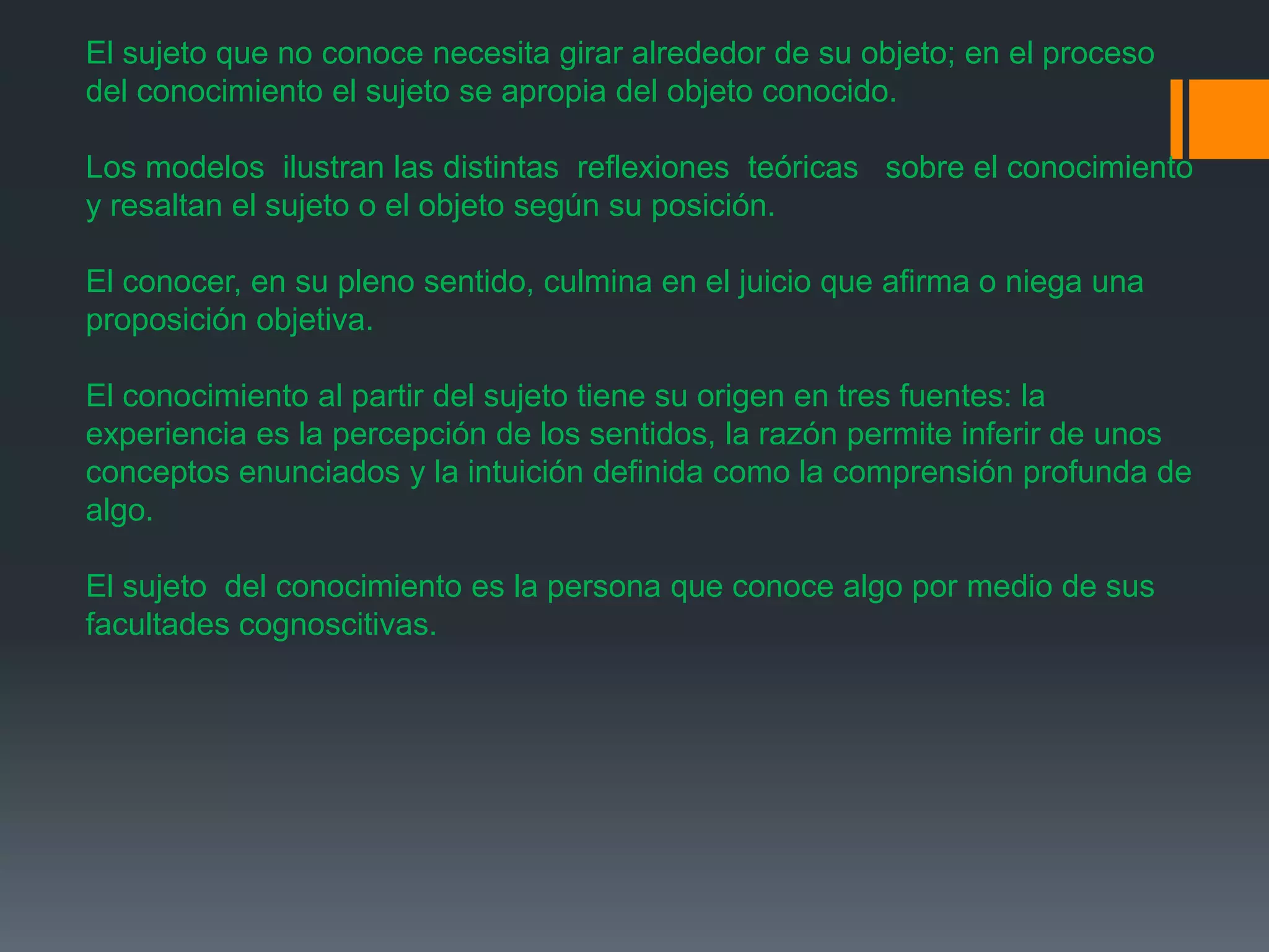 Realidad, sujeto y conocimiento | PPTX