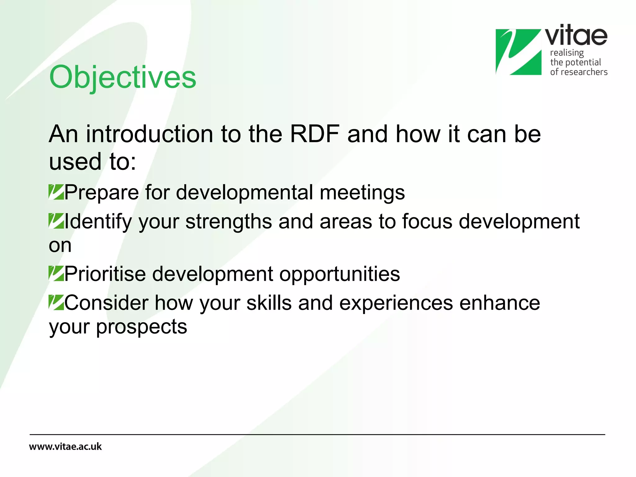 Realising your potential using the Researcher Development Framework | PPT