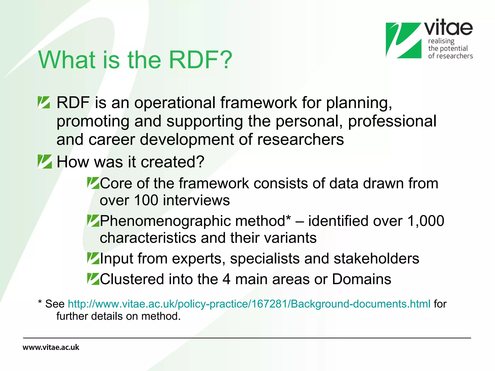 Realising your potential using the Researcher Development Framework | PPT