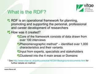 Realising your potential using the Researcher Development Framework ...