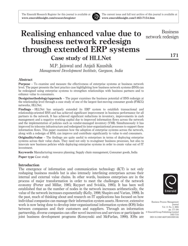 Realising Enhanced Value Due To Business Network Redesign Through ...