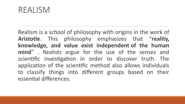 Philosophy of Education: The REALISM.pptx | Education