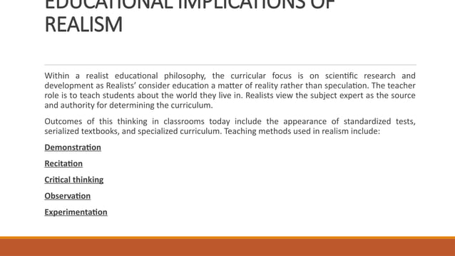 Philosophy of Education: The REALISM.pptx | Education