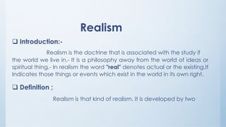 Realism, school of thought, types of philosophy | DOCX
