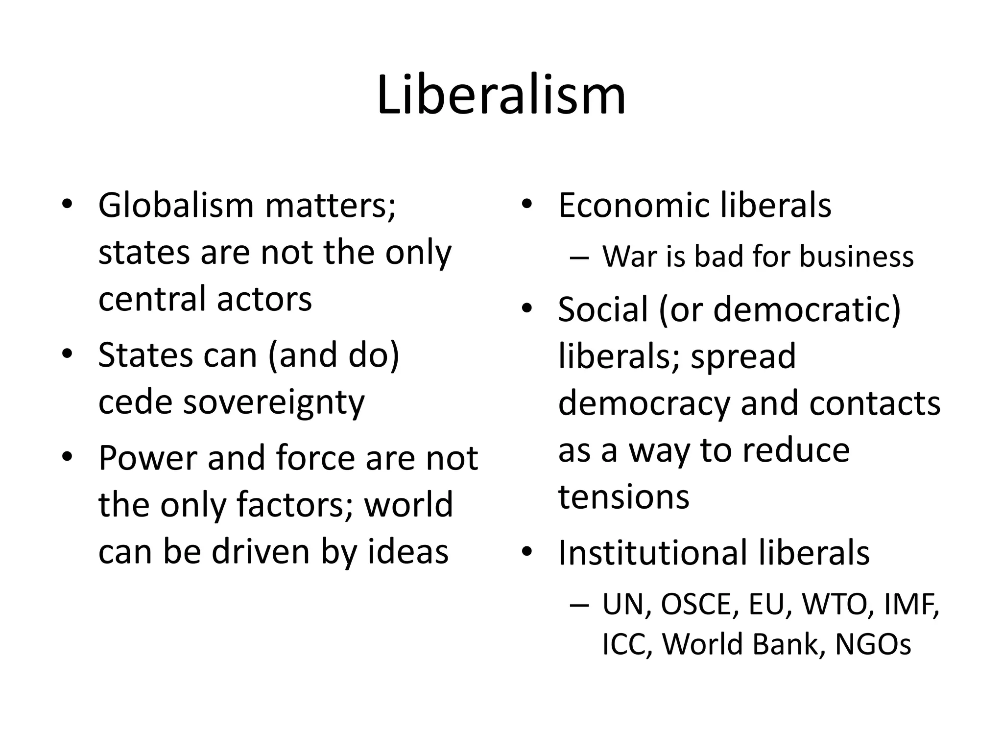 Realism and liberalism | PPTX