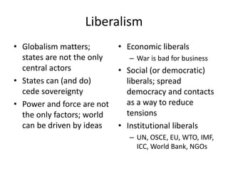 Realism and liberalism | PPTX | Political Issues & policy | Politics