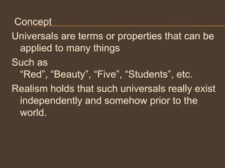 Realism and nominalism (unit 3) | PPTX