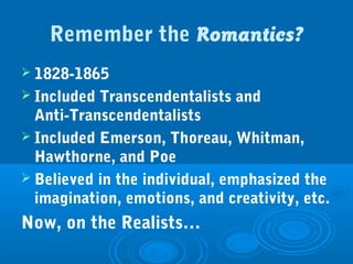 Realism & naturalism & regionalism | PPT