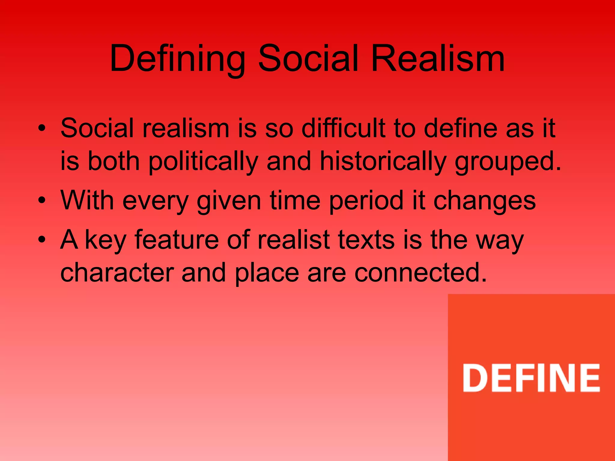 Realism or ‘realisms’; Realism in the cinema; Defining social realism ...