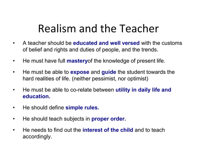 REALISM AND EDUCATION | PPTX | Christianity | Religion & Spirituality