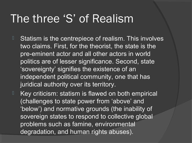 Realism Theory of IR | PPT | Political Issues & policy | Politics