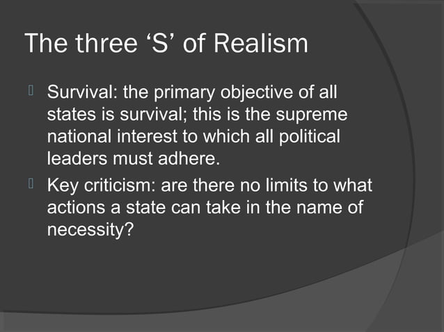 Realism Theory of IR | PPT | Political Issues & policy | Politics