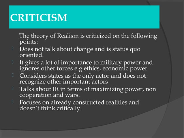 Realism Theory of IR | PPT