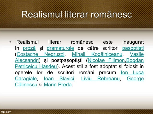 Realismul de la limba si literatura romana | PPT