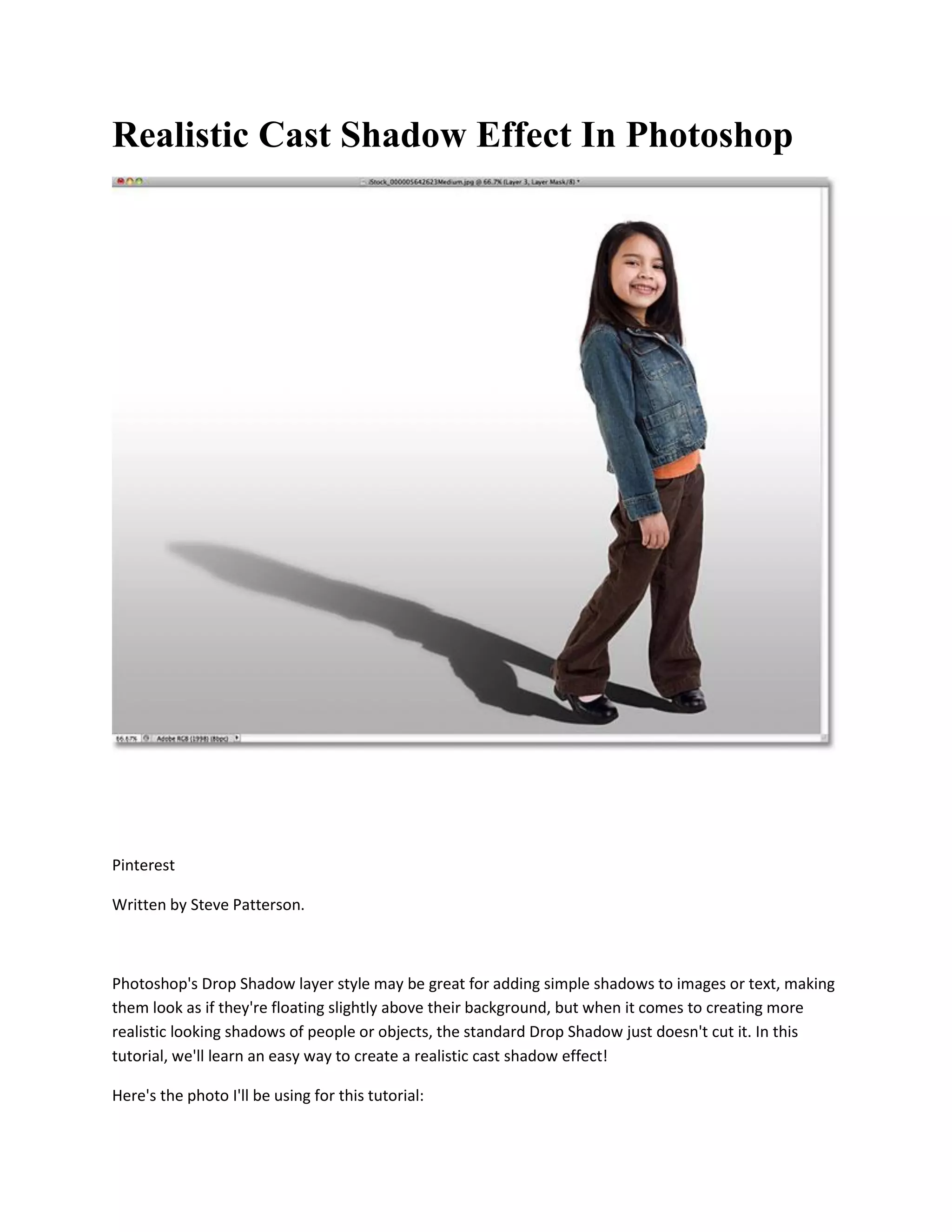 Realistic cast shadow effect in photoshop | PDF