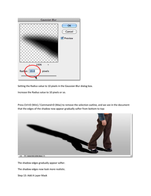 Realistic cast shadow effect in photoshop | PDF