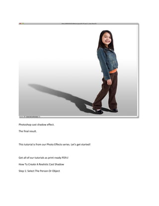 Realistic cast shadow effect in photoshop | PDF