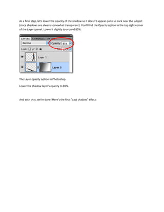 Realistic cast shadow effect in photoshop | PDF