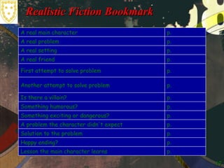 Realistic Fiction 2003 version | PPT | Fiction | Books and Literature