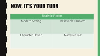 Realistic fiction story chart | PPTX | Screenwriting | Content Production