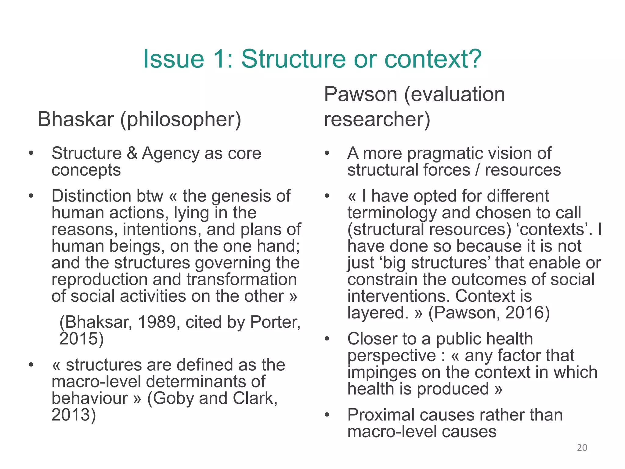 Investigating interventions and phenomena with a realist lens: Critical ...